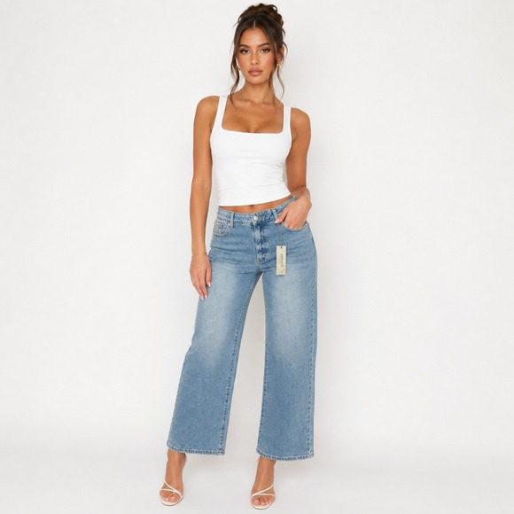 Just USA | Jeans | Just Usa Slim Wide Leg Jeans Light Wash Blue Denim ...